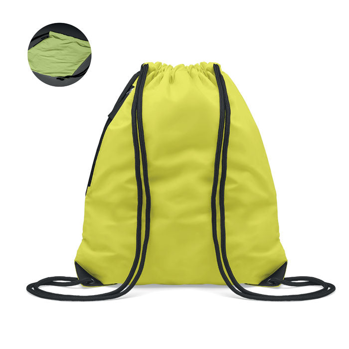 Reflective Drawstring Bag with Zippered Pocket